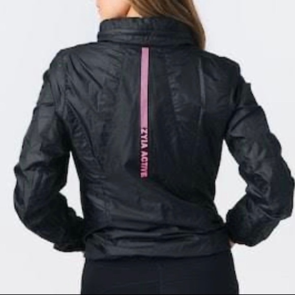 ZYIA | Jackets & Coats | Zyia Active Rain Coat Jacket Black With Pink ...